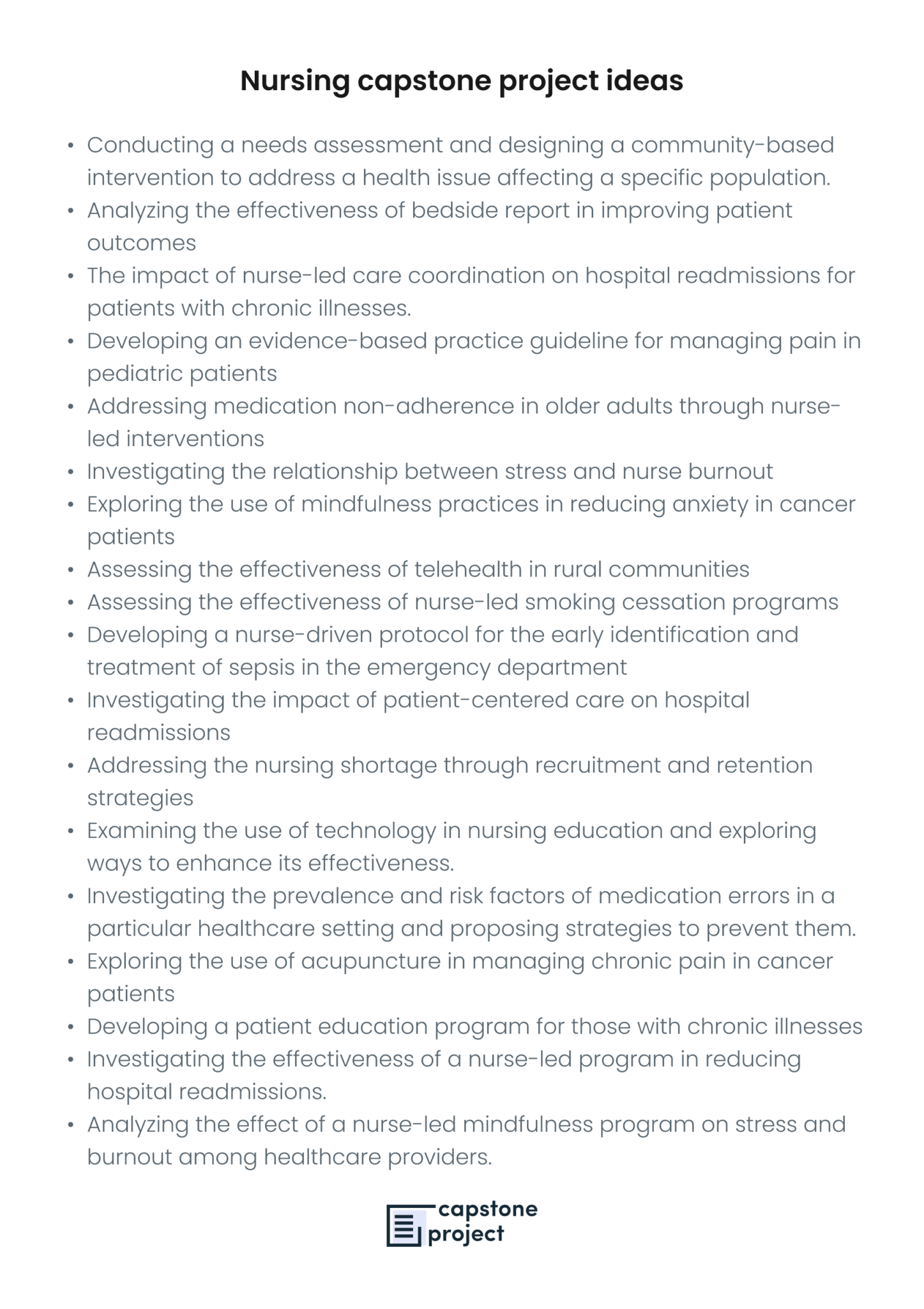 Myriads of Nursing Capstone Project Ideas For Your Tasks