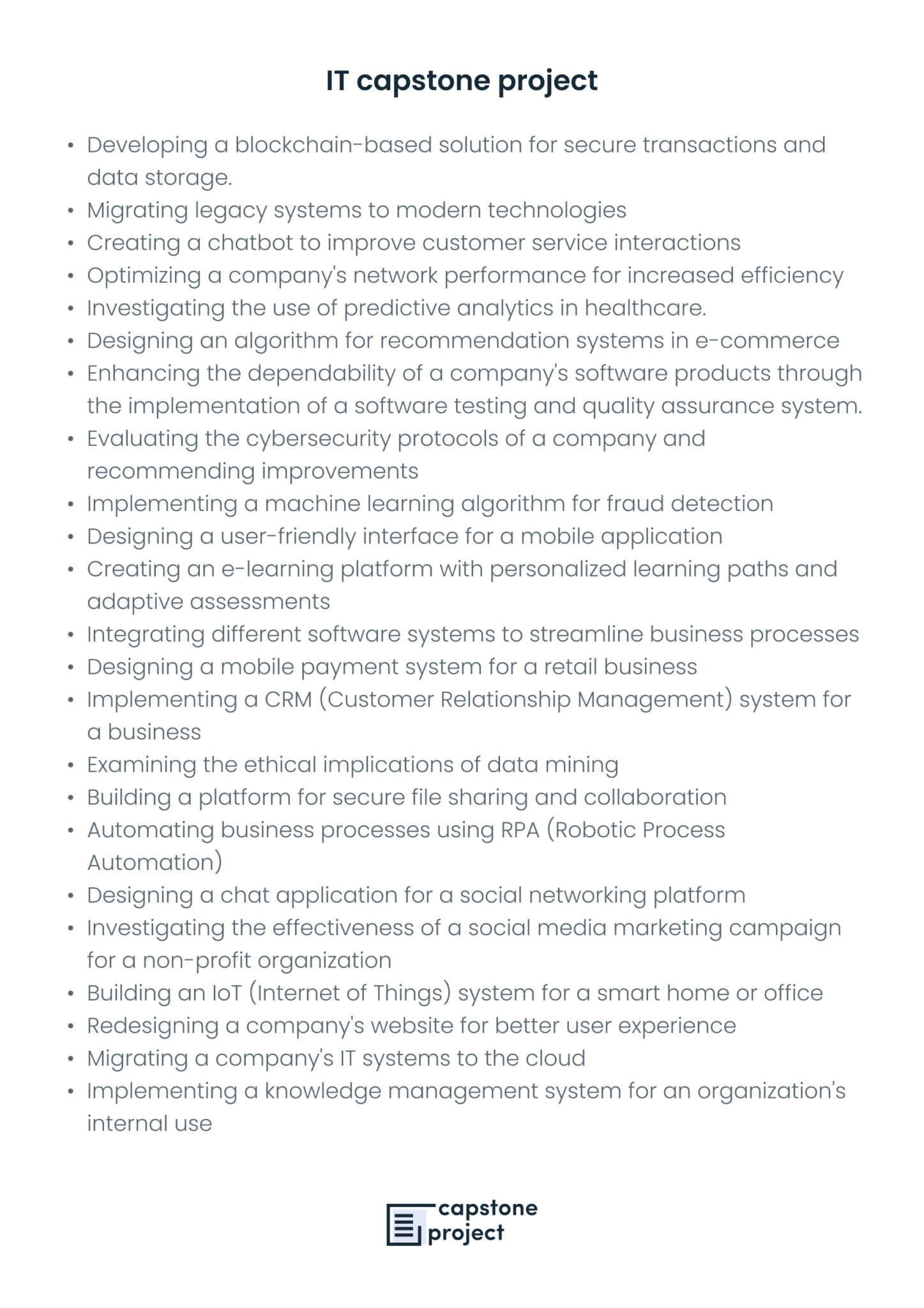 Top Capstone Project Ideas for Information Technology
